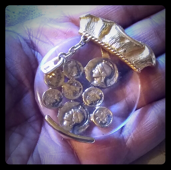 Casual Corner | Jewelry | Vintage Casual Corner Lucite Coin Brooch ...